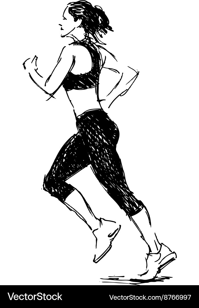 Running Woman Sketch Royalty Free Vector Image