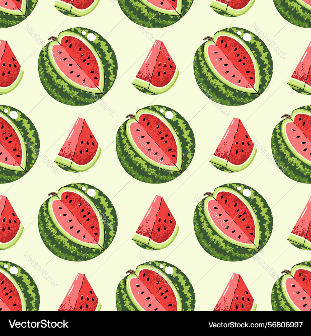 Seamless pattern with watermelon flat design Vector Image