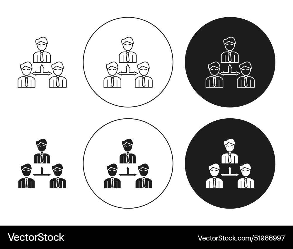Third party flat line icon set thin Royalty Free Vector