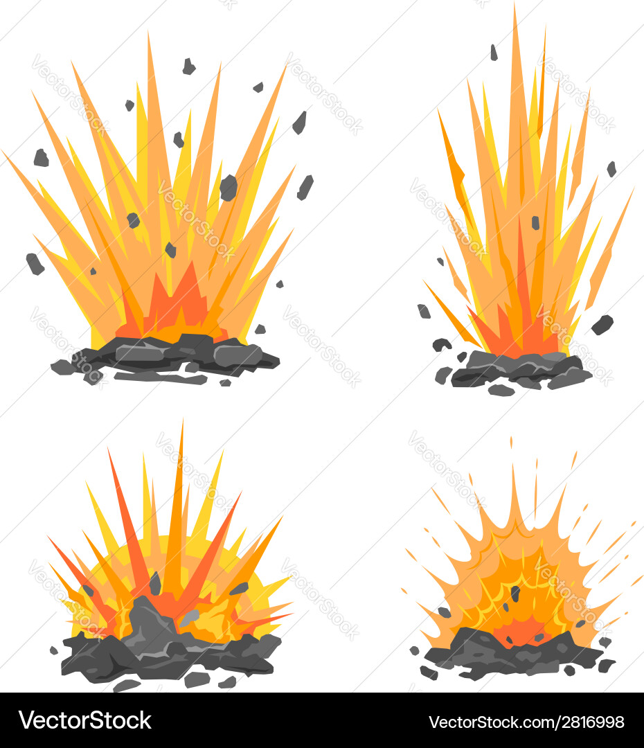 Cartoon Explosion Shells on Ground Royalty Free Vector Image