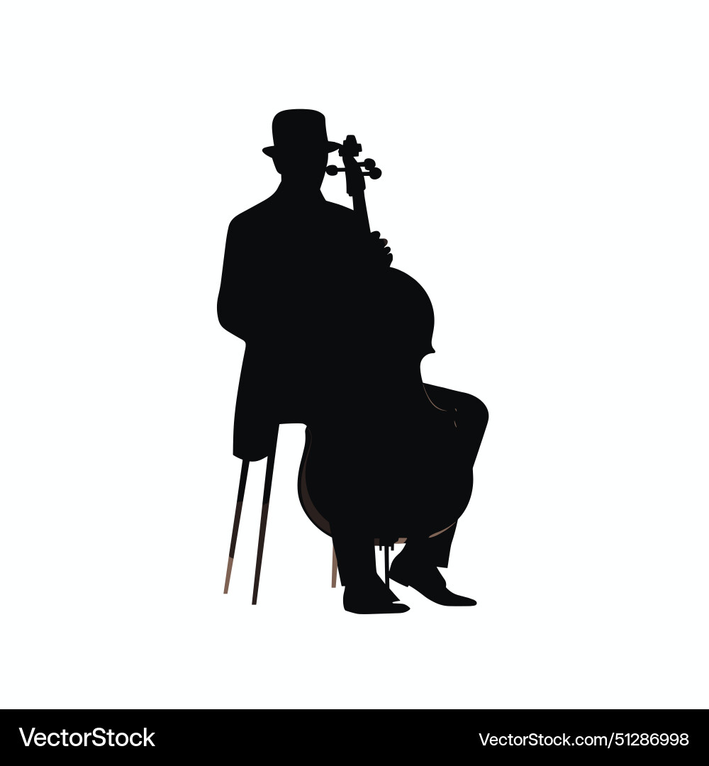 Cellist playing cello silhouette Royalty Free Vector Image