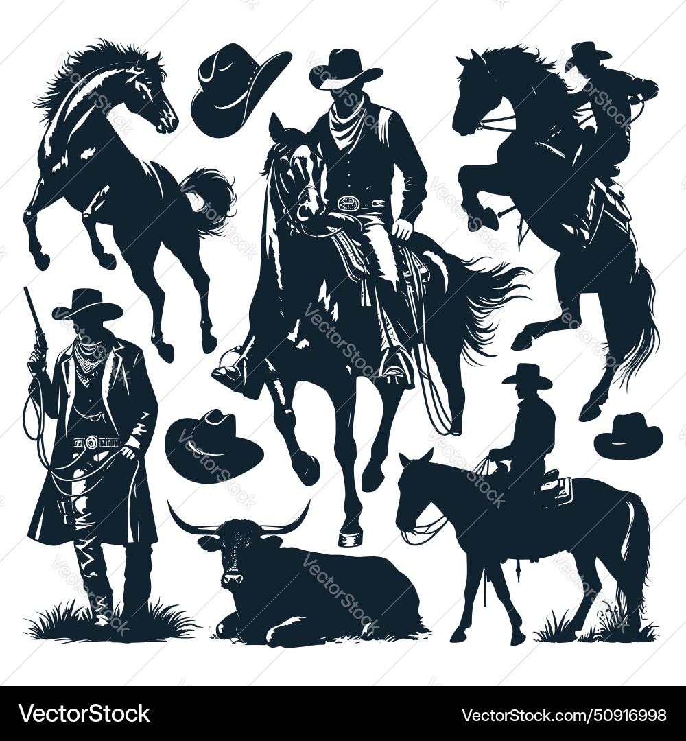 Cowboy and cowgirl bundle file Royalty Free Vector Image
