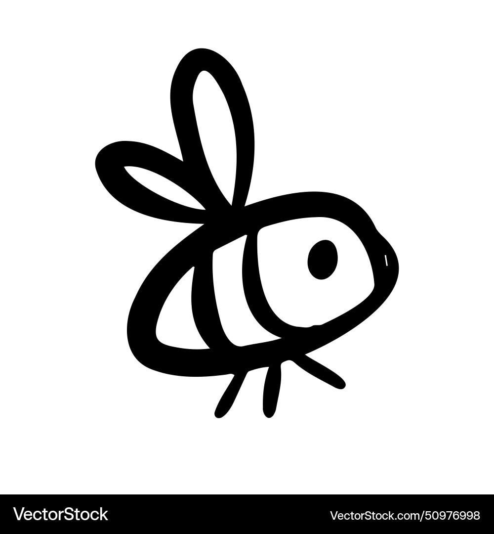 Doodle hand drawn bee cartoon outline line style Vector Image