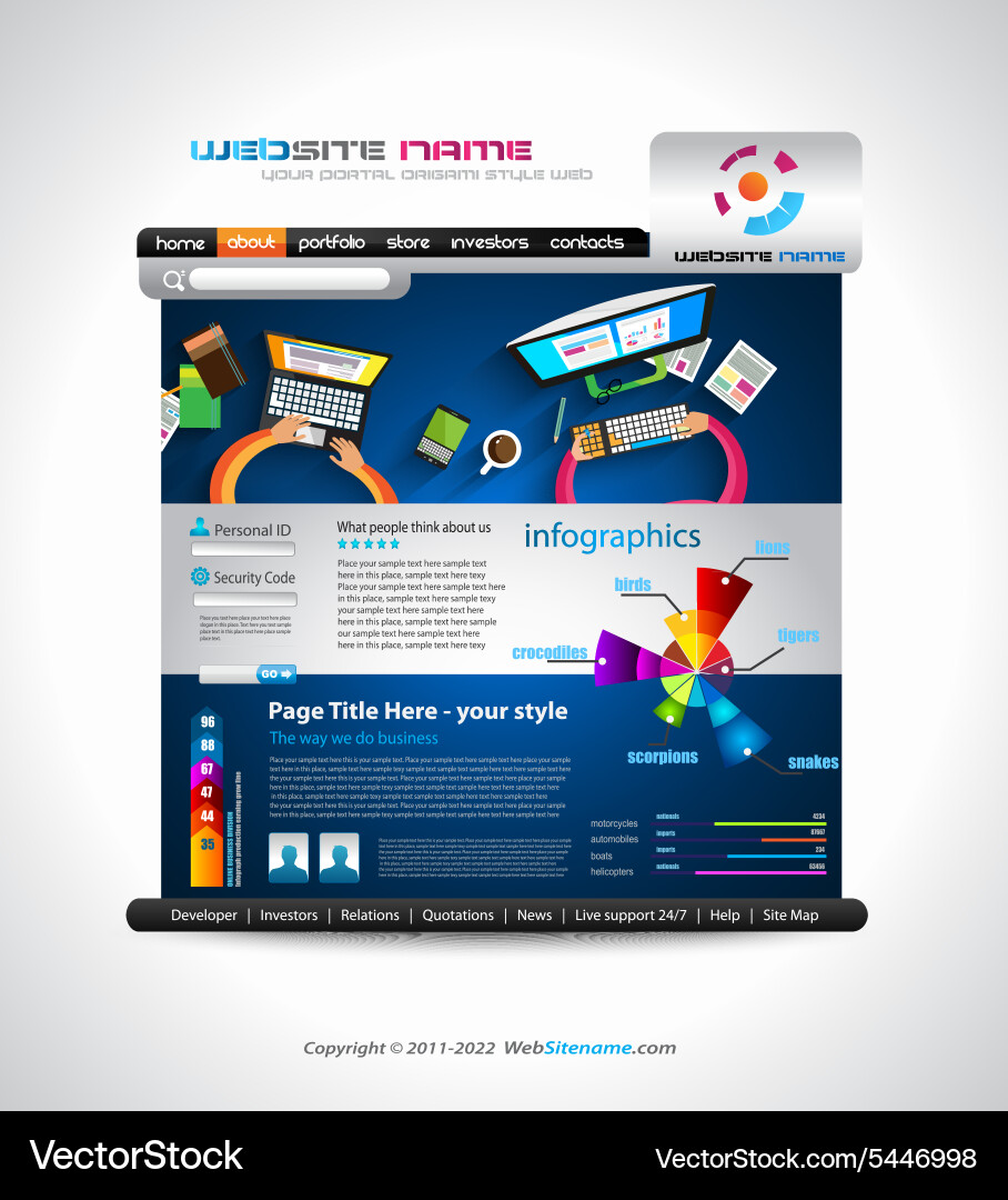 Flat style website template - elegant design Vector Image