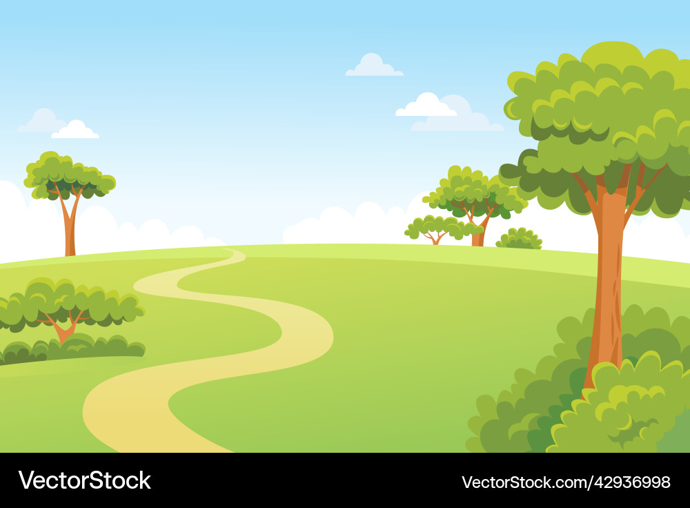 Green landscape and the road Royalty Free Vector Image