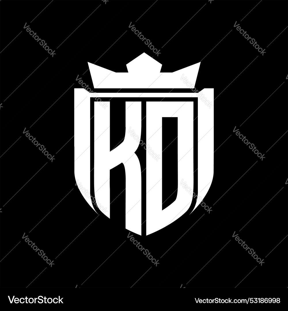 Kd letter logo shield shape inside badge Vector Image