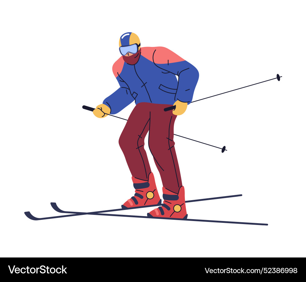 Sportsman in uniform practicing skiing Royalty Free Vector