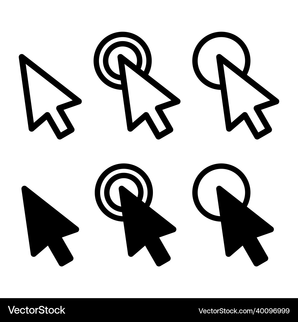 Cursor icon set Royalty Free Vector Image - VectorStock