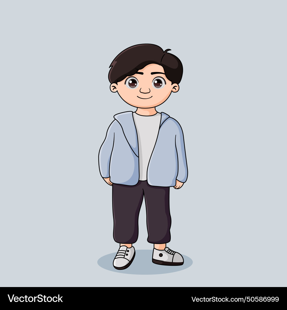 Cute boy standing still – Royalty-Free Vector | VectorStock