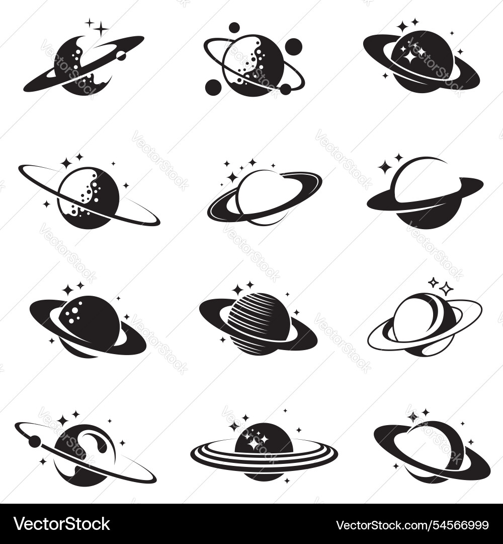 Design set of planet saturn Royalty Free Vector Image