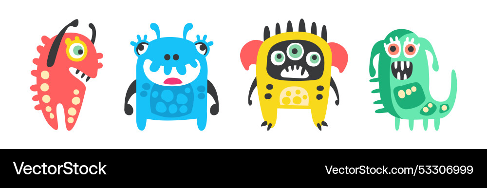 Funny smiling toothy monster character Royalty Free Vector