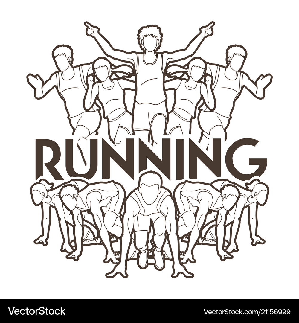 Group of Runners - Team Marathon Royalty Free Vector Image