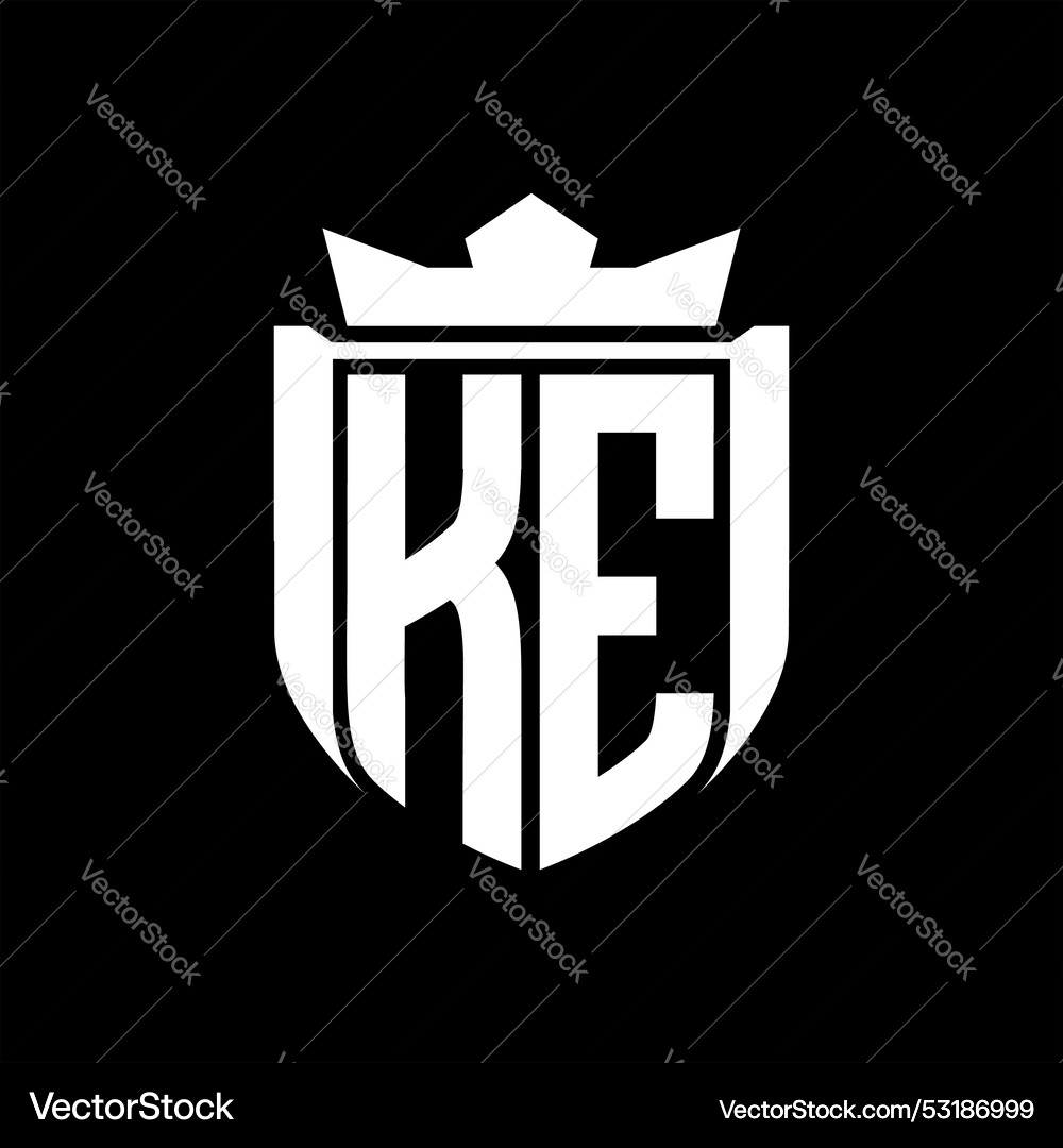 Ke letter logo shield shape inside badge Vector Image