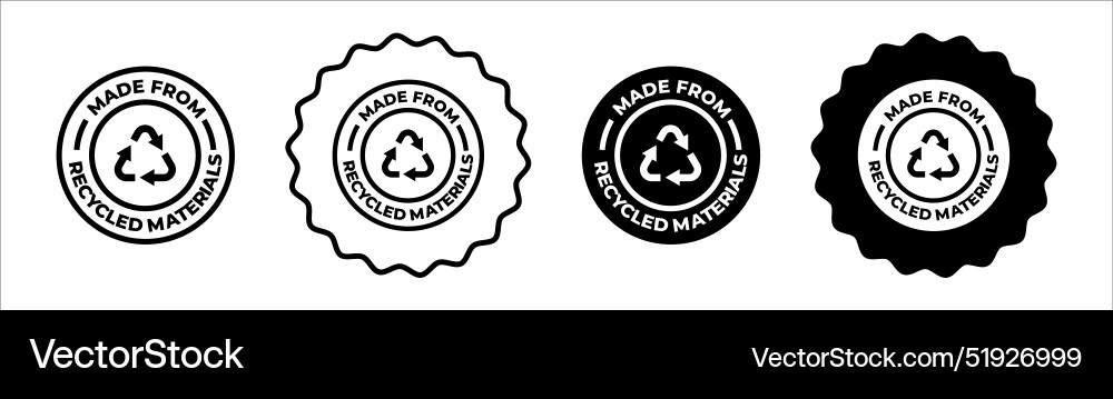 Made from recycled materials icon logo set Vector Image