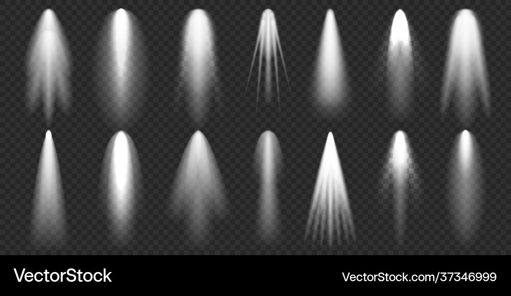 Spotlights collection bright light beam Royalty Free Vector