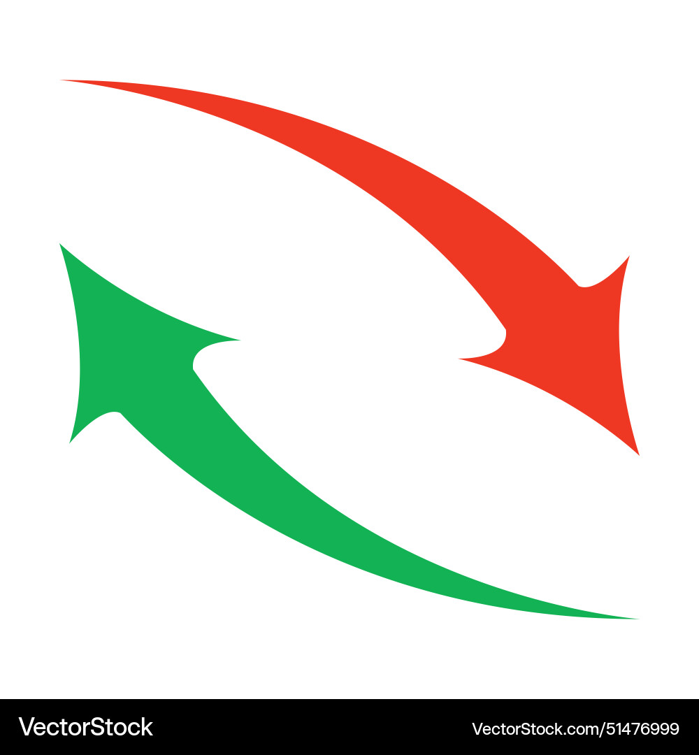 Up arrow and down with bulge Royalty Free Vector Image