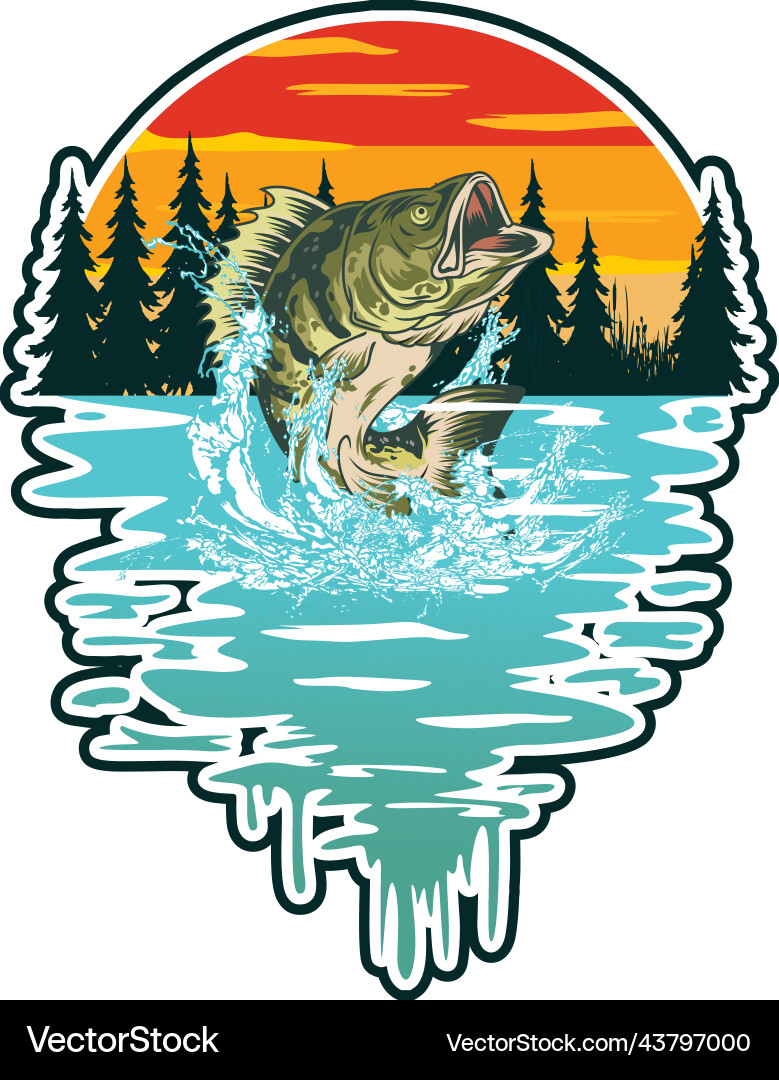 Bass fishing template Royalty Free Vector Image