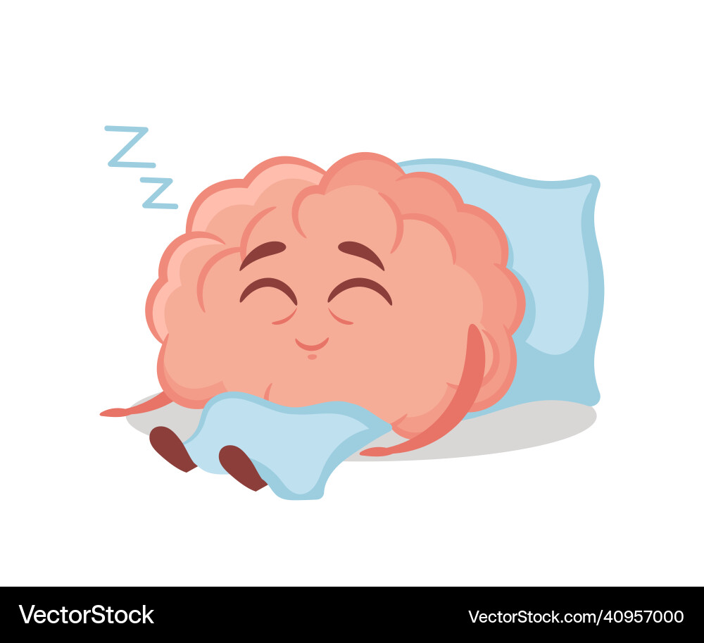 Brain sleep funny cartoon character lying Vector Image