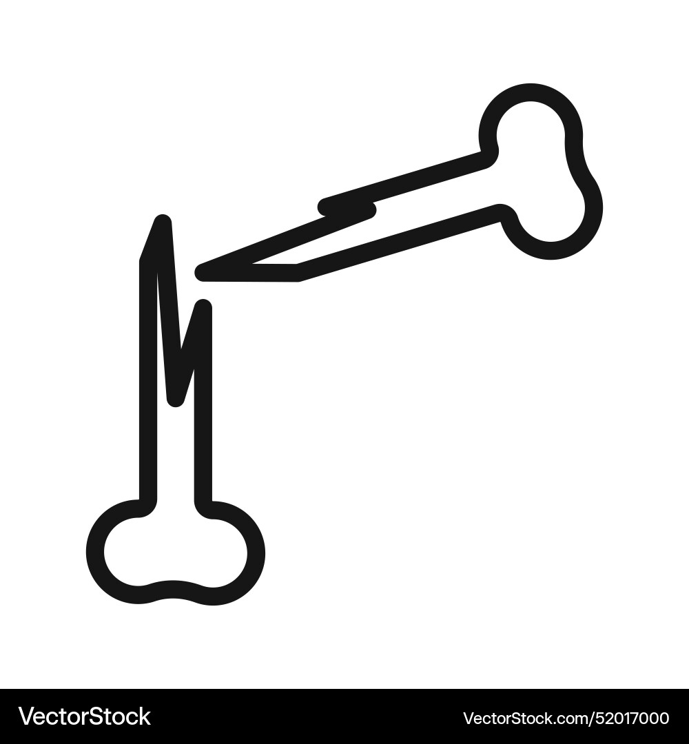 Broken bone icon black line art Royalty Free Vector Image