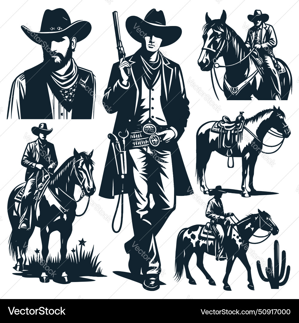 Cowboy and cowgirl bundle file Royalty Free Vector Image