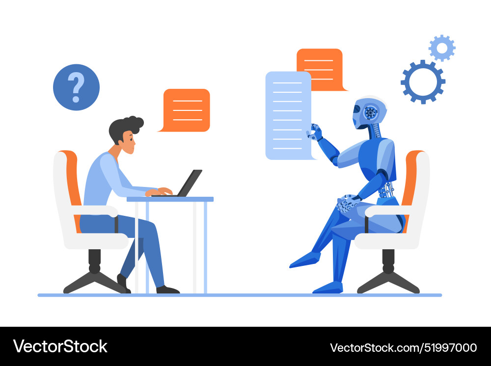 Human-Chatbot Interaction Royalty Free Vector Image