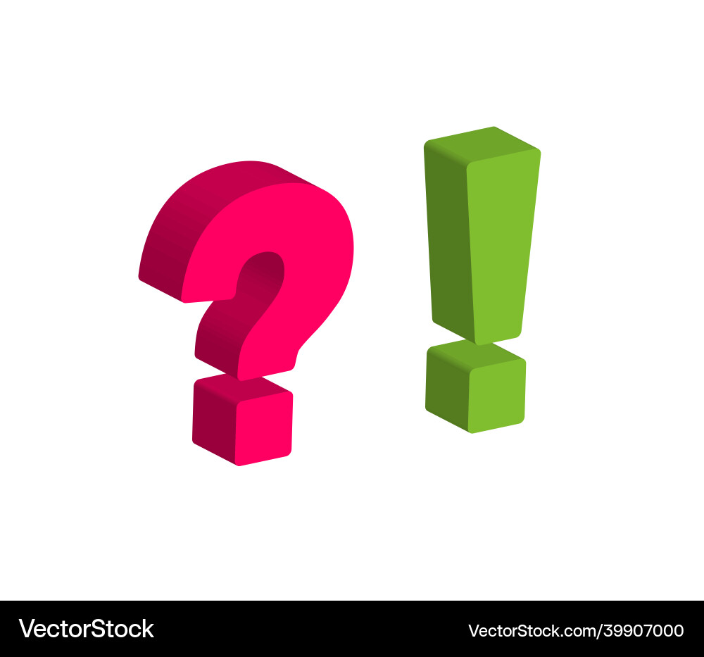 Large red question mark and green exclamation Vector Image