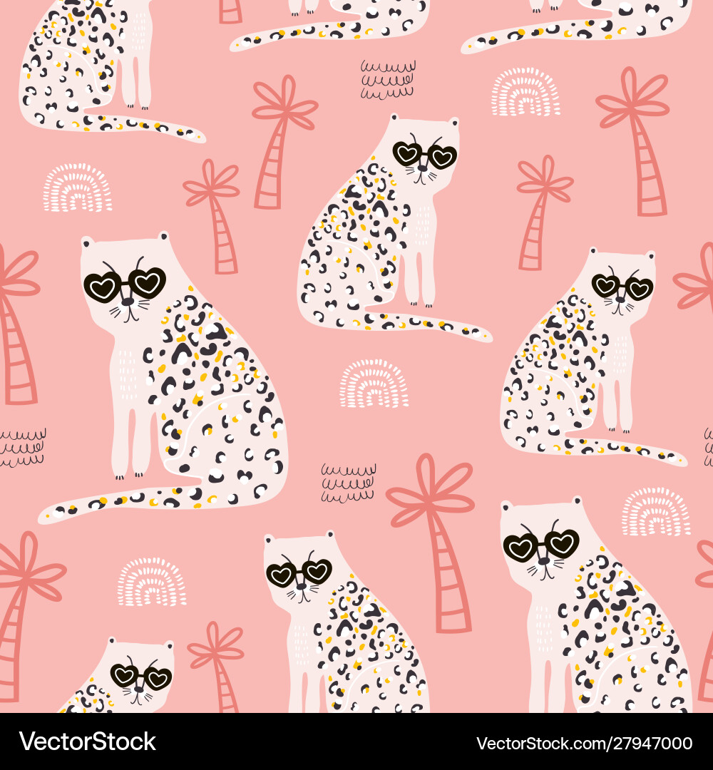 Seamless pattern with hand drawn cheetah creative Vector Image