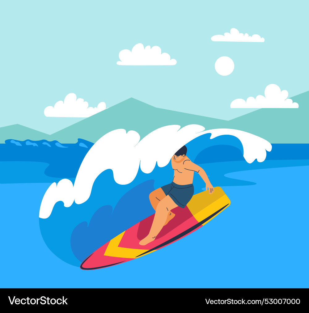 Surfer riding wave graphic Royalty Free Vector Image