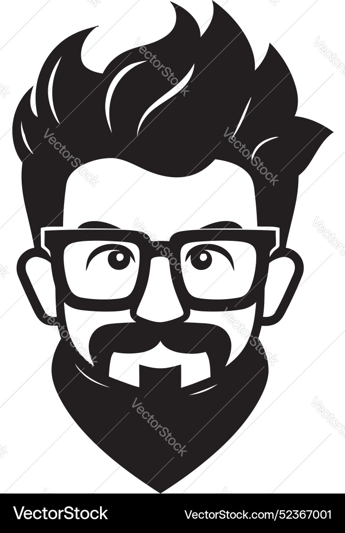 Artistic trendsetter hipster man face cartoon Vector Image