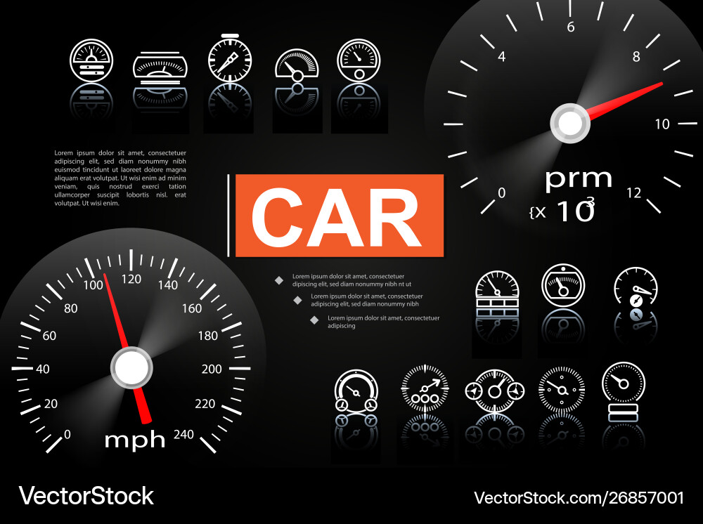 Car dashboard elements concept Royalty Free Vector Image