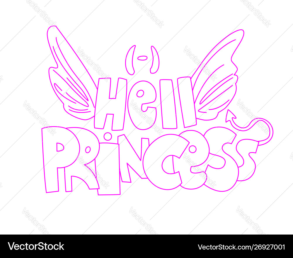 Cute cartoon hell princess lettering with saint Vector Image