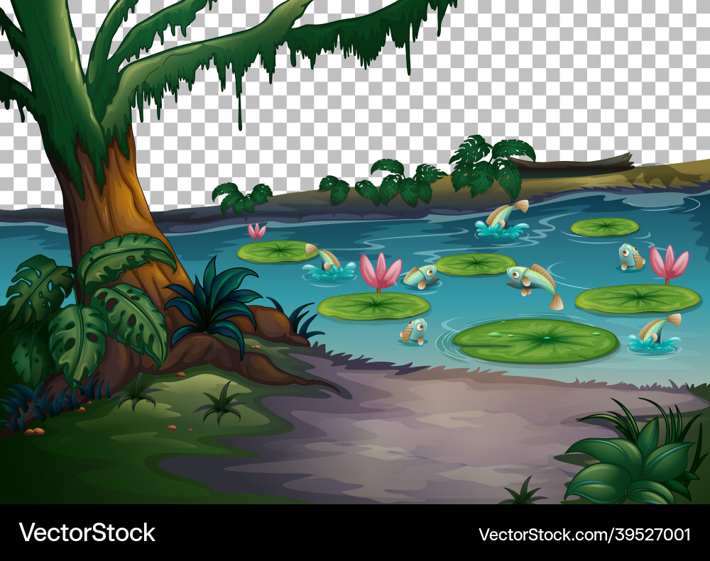 Forest swamp landscape on transparent background Vector Image