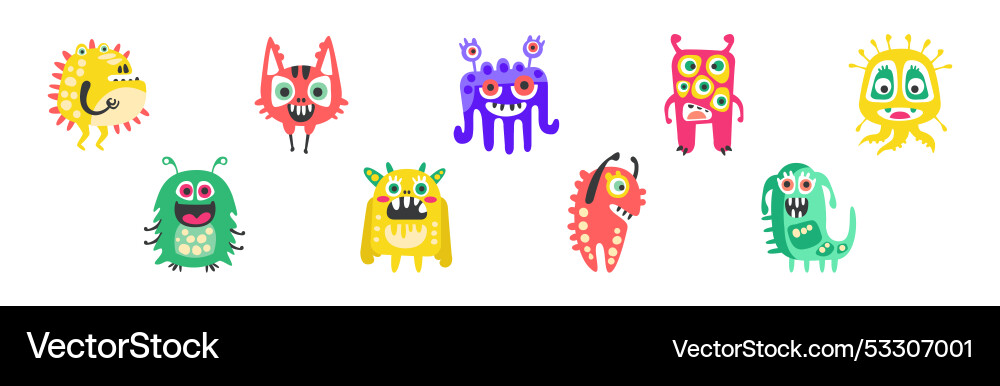 Funny smiling toothy monster character Royalty Free Vector