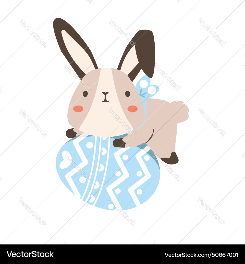 Happy bunny rabbit on egg easter Royalty Free Vector Image