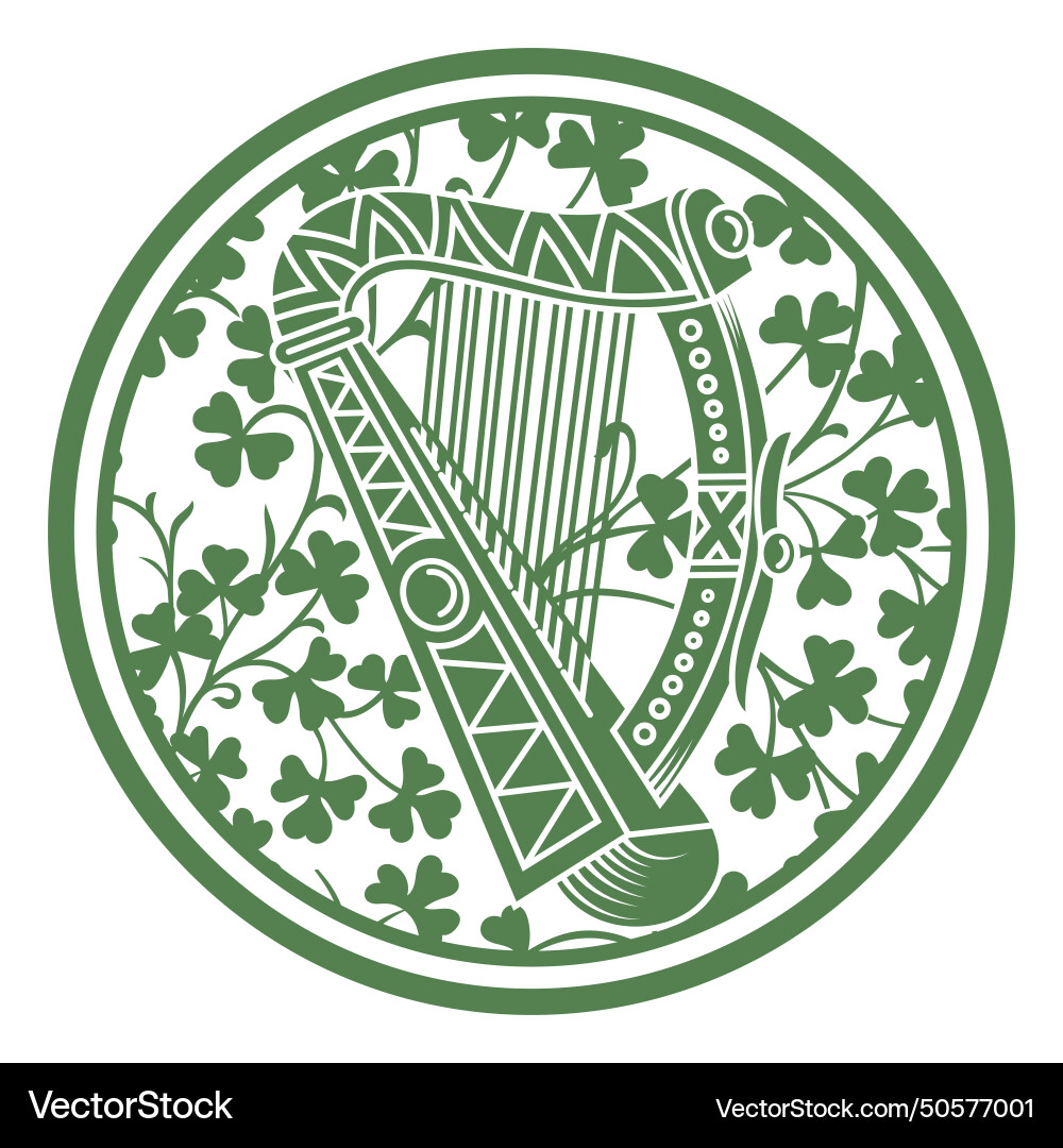 Irish design in vintage retro style harp Vector Image