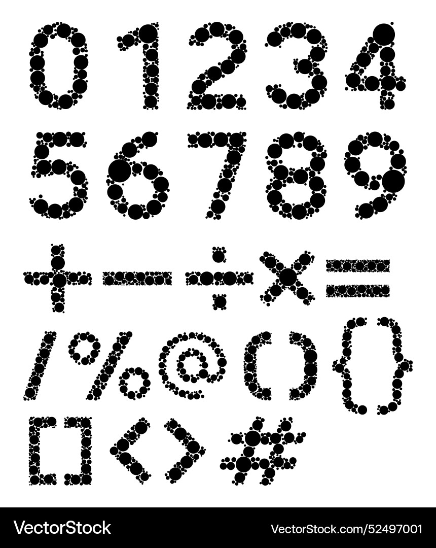 Random dot numbers alphabet letters Royalty Free Vector