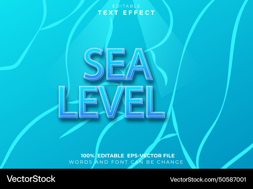 Sea level editable text effect 3d cartoon style Vector Image
