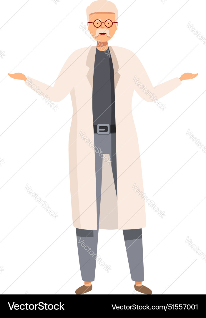 Senior scientist explaining something with open Vector Image