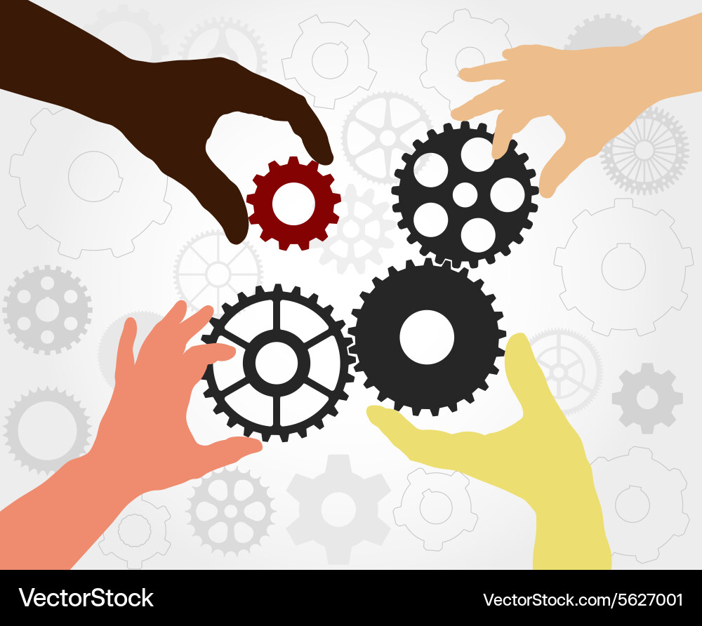 Teamwork gears Royalty Free Vector Image - VectorStock