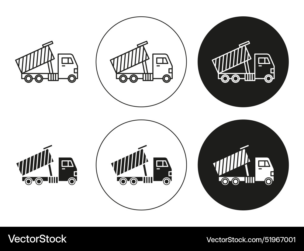 Tipper linear art icon set mark for web Royalty Free Vector