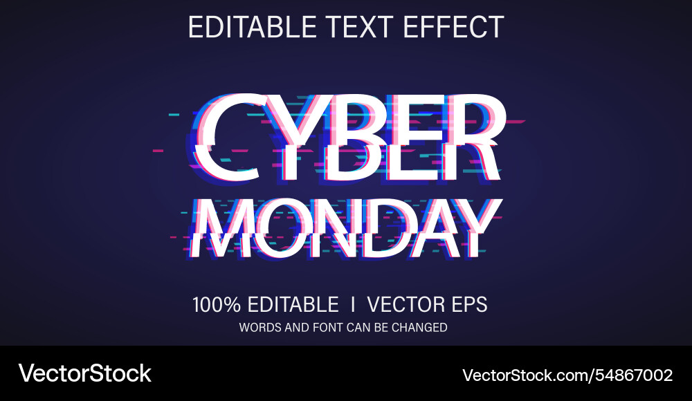 Cyber monday text effect with modern style design Vector Image