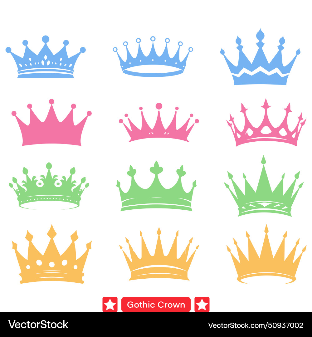 Dark royalty exquisite gothic crown collection Vector Image