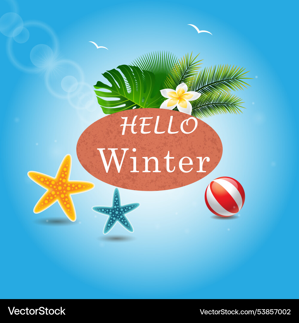 Hello winter greetings design Royalty Free Vector Image