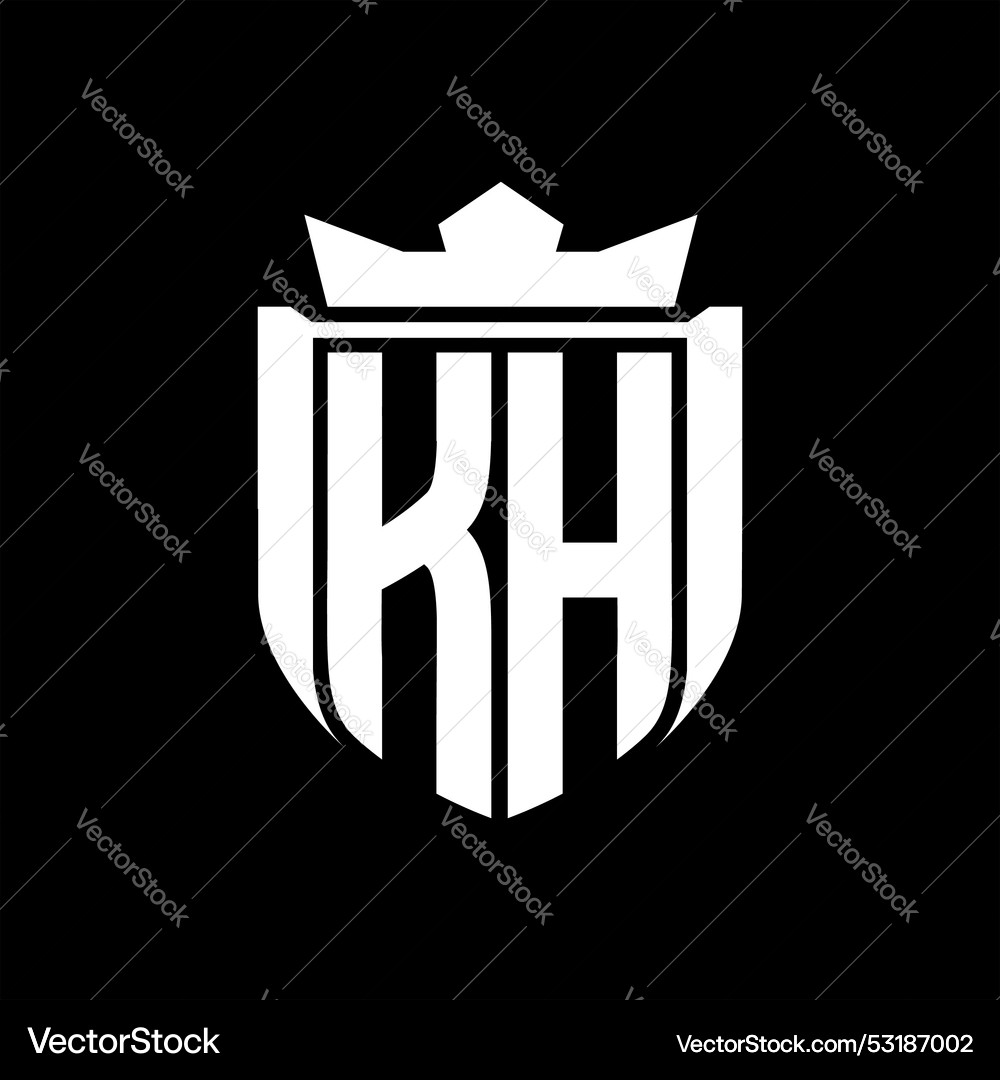 Kh letter logo shield shape inside badge Vector Image