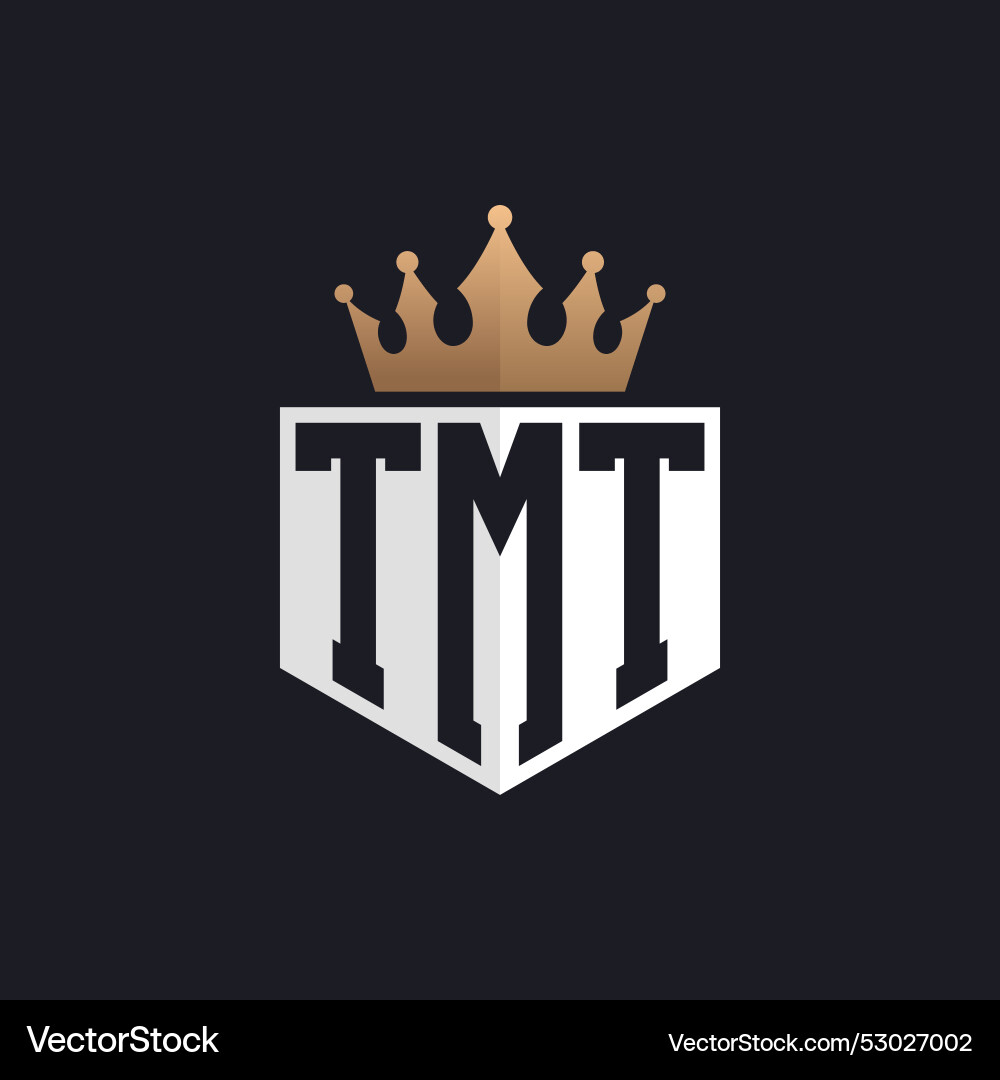 Luxury tmt logo with crown elegant initials Vector Image