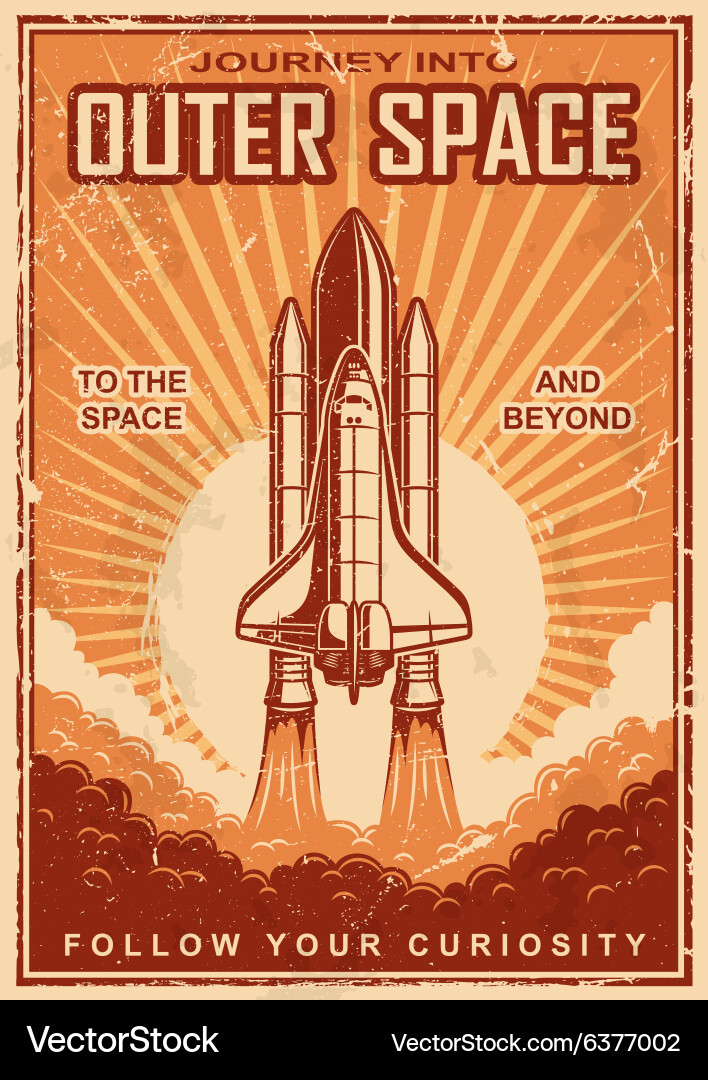 Retro Space Shuttle Poster Royalty Free Vector Image
