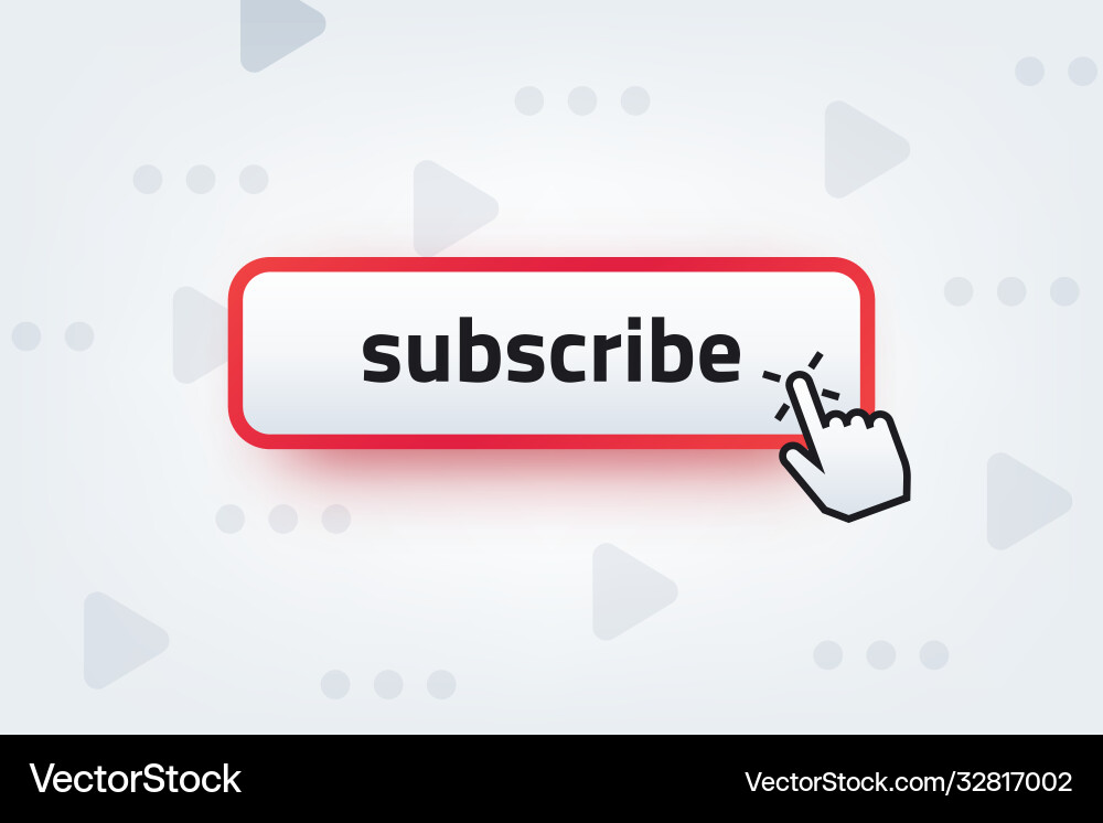 Subscribe button clicking hand cursor Royalty Free Vector