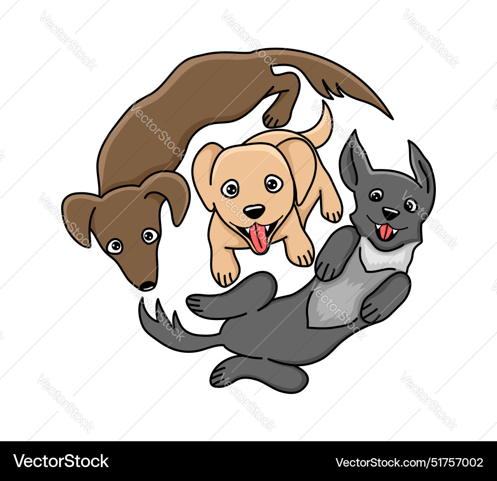 Three cute dogs icon Royalty Free Vector Image
