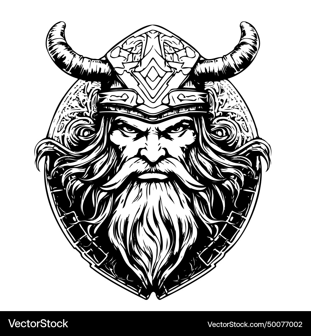 Warrior face viking head Royalty Free Vector Image