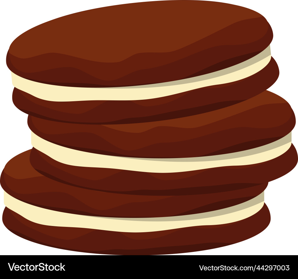 Chocolate round cookie with cream sweet snack Vector Image